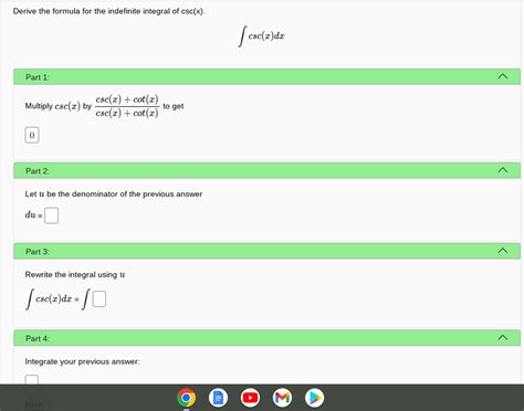 Solved Derive The Formula For The Indefinite Integral Of Chegg Com