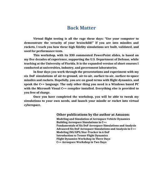 Pdf Missile And Rocket Simulation Workshop In Four Days