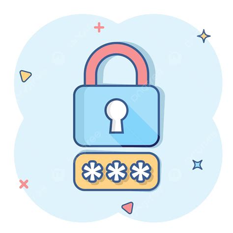 Ikon Masuk Gaya Komik Dengan Akses Kata Sandi Dan Percikan Gembok Vektor Mengakses Jaringan