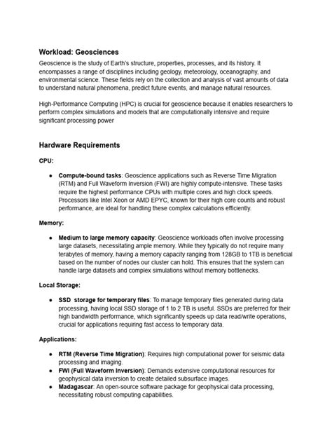 Geosciences Hardware Requirements Pdf Computer Data Storage