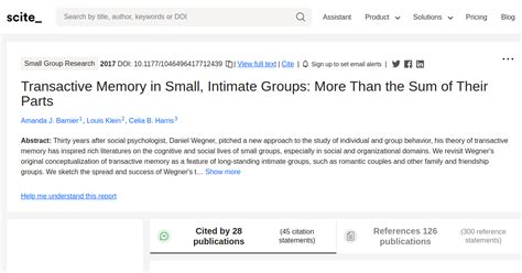 Transactive Memory In Small Intimate Groups More Than The Sum Of