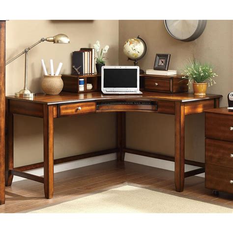 Venetian Worldwide Jacqueline Collection Corner Desk In Walnut Finish Brown Home Office