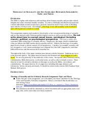 Theology Of Sex And Sexuality Scholarly Research Assignment Topic Thesis Instructions Docx