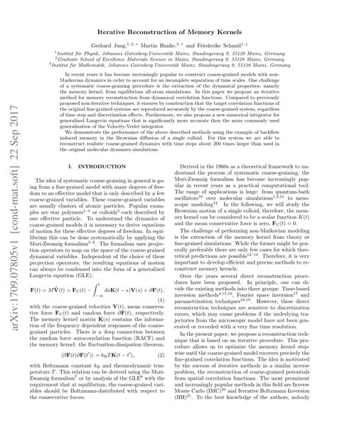 Pdf Iterative Reconstruction Of Memory Kernels