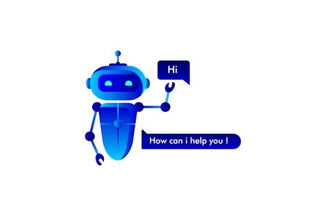 Premium Vector Blue Robot Holding A Sign With Space Chatbot Icon
