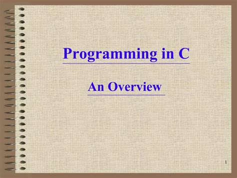 PPT Programming In C An Overview PowerPoint Presentation Free Download ID