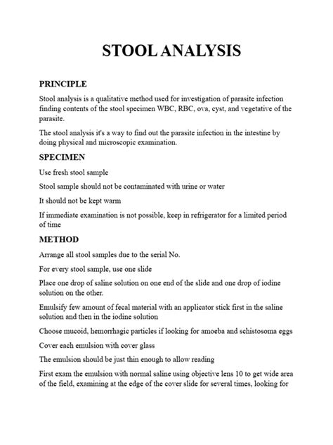 Stool Analysis Pdf
