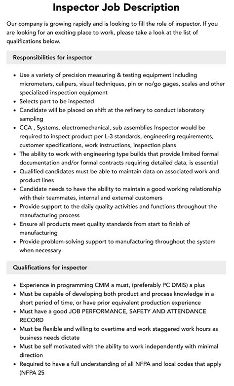 Visual Inspection Job Description At John Mellon Blog