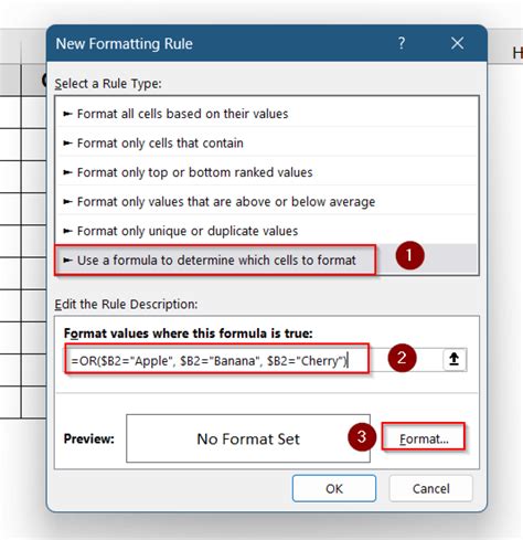 Conditional Formatting Based On Another Cell With Multiple Values