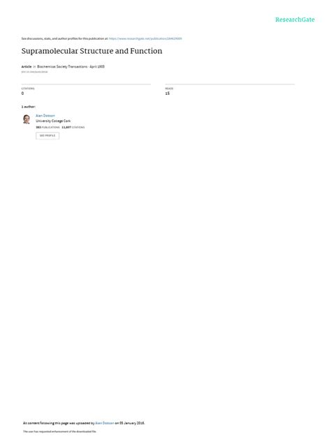 Supramolecular Structure And Function Pdf Biological Membrane Biology