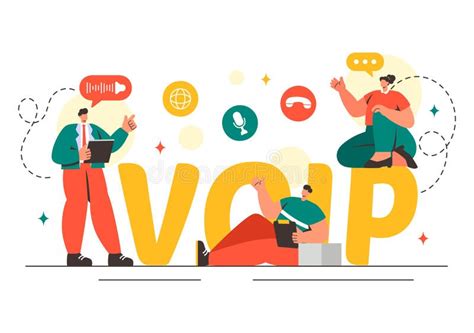 Voip Or Voice Over Internet Protocol Vector Illustration With Telephony Scheme Technology And