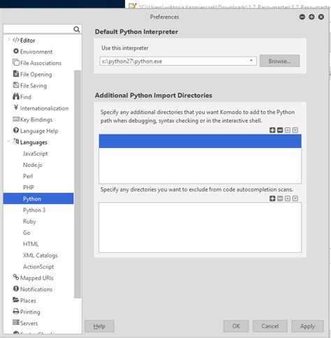 Komodoedit Cant Run Python In Komodo Edit Version 11 Stack Overflow