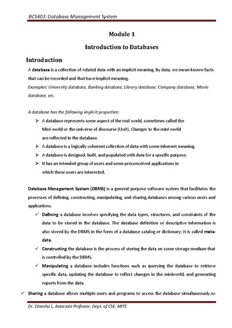 Module 1 Dbms Overview Notes Bcs403 Studocu