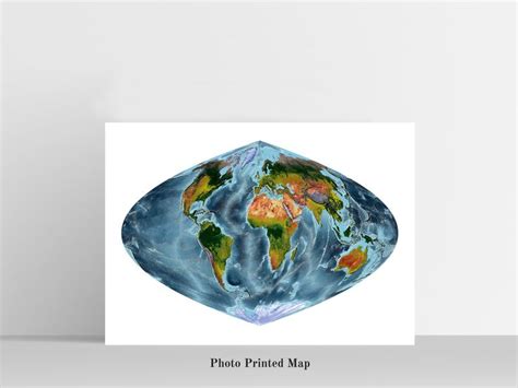 World Map Craster Parabolic Projection World Map Vintage World Map Relief World Map Printed