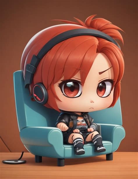 Premium Ai Image A Chibi Character With A Determined Expression