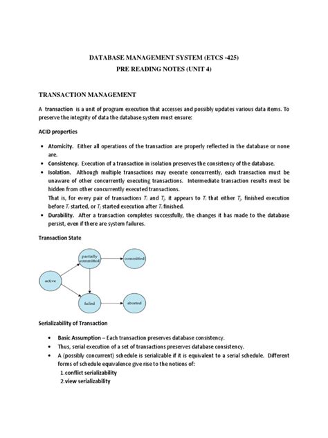 unit 4 dbms pre reading pdf database transaction database index