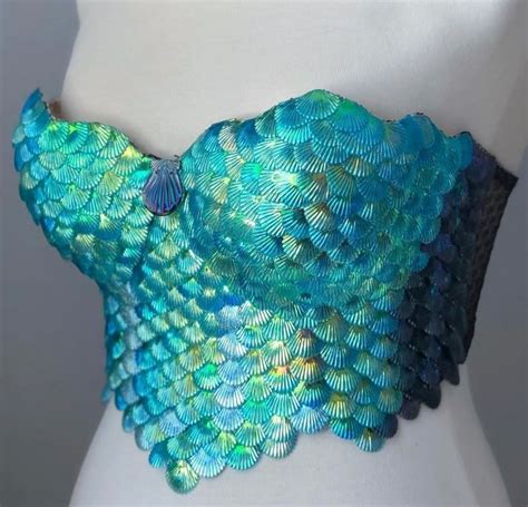 Turquoise Sequin Bra For Mermaid Costume Silicone Mermaid Bra