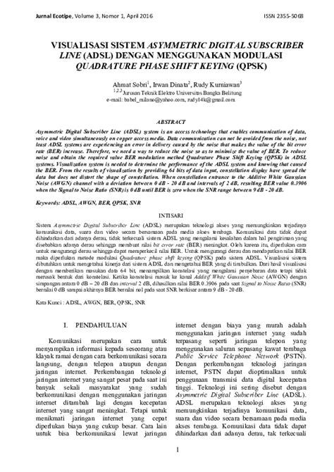 Pdf Visualisasi Sistem Asymmetric Digital Subscriber Line Adsl Dengan Menggunakan Modulasi