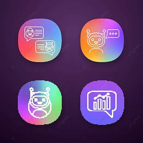 chatbots app icons set vector logo bot vector vector logo bot