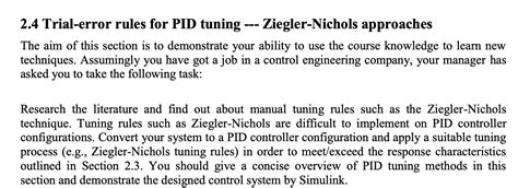 Solved 2 4 Trial Error Rules For Pid Tuning