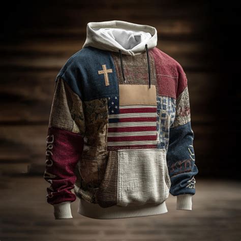 Jsaierl Christmas Mens Hoodies Western Ethnic Style Drawstring