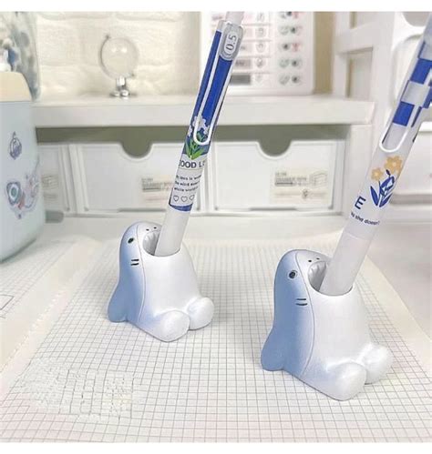 창의적인 상어 펜 홀더 스탠드 귀여운 연필 수지 정리함 사무실 학생 데스크탑 문구 보관 선물 티몬