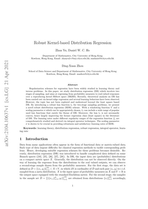 Pdf Robust Kernel Based Distribution Regression
