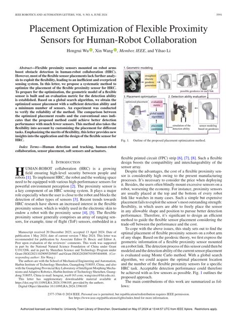 Pdf Placement Optimization Of Flexible Proximity Sensors For Human Robot Collaboration