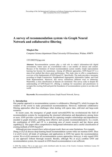 Pdf A Survey Of Recommendation System Via Graph Neural Network And Collaborative Filtering