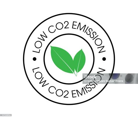 Low Co2 Emission Vector Icon With Leaf Symbol Black In Color Stock Illustration Download Image