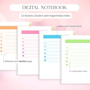 Digital Notebook Digital Journal Hyperlinked Sections And Subsections Babe And College