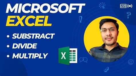 how to substract divide and multiply using excel youtube