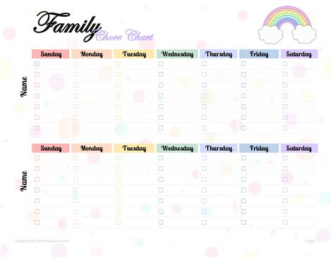 Printable Allowance Chore Chart Template Wordlayouts