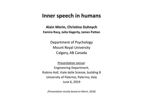 PDF Inner Speech In Humans