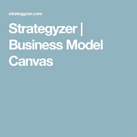 Business Model Canvas Strategyzer Official Template