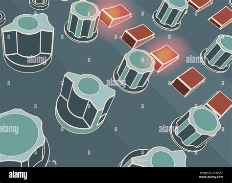 Stylized Windy Illustration Of A Control Panel With A Large Number Of