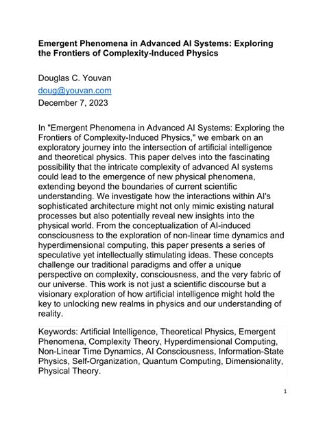 Pdf Emergent Phenomena In Advanced Ai Systems Exploring The
