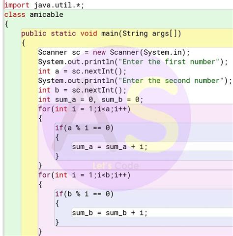 Program To Print Amicable Pair Number Java