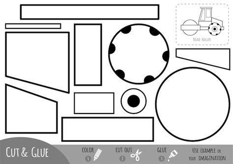 교육용 종이 게임 로드 롤러 가위와 풀을 사용하여 이미지 만들기 프리미엄 벡터