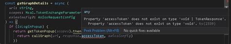 javascript msal typescript error property accesstoken does not