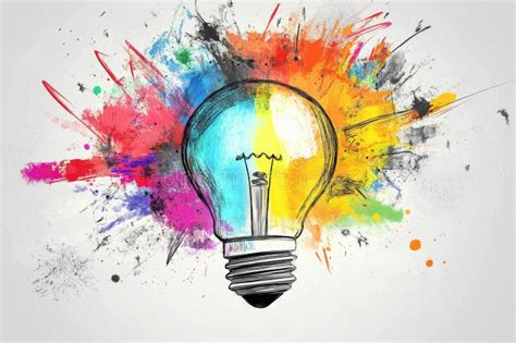 A Colorful Light Bulb With A Black Stem Stock Illustration