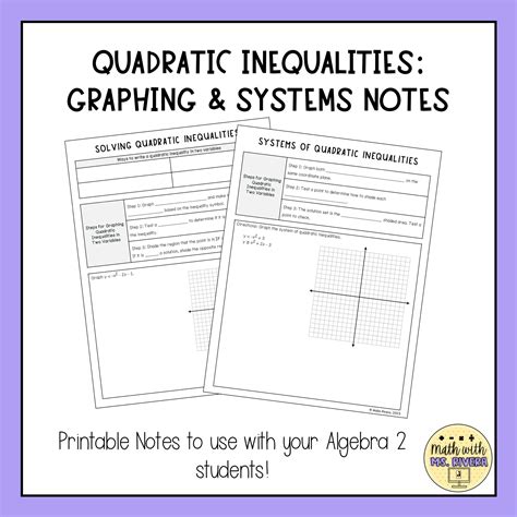 Graphing Quadratic Inequalities Worksheets Free