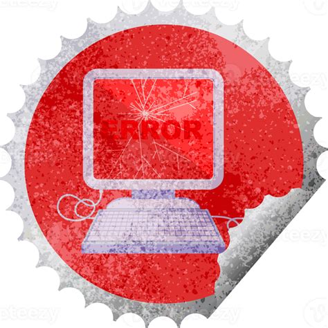 Broken Computer Graphic Vector Illustration Round Sticker Stamp 45219806 Png