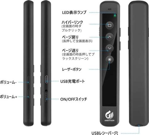 Amerteer レーザーポインター Pptスライド用リモート ワイヤレス ブラック 038 中古 のヤフオク落札情報