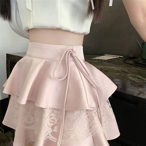 Купити Рюші мереживні міні спідниці жіночі багатошарові милі бандаж в стилі Лоліта із завищеною