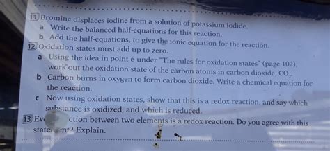 11 Bromine Displaces Iodine From A Solution Of Potassium Iodide A