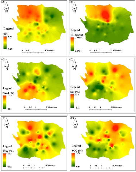 Spatial Distribution Of Physicochemical Properties Ph Ec Sand Silt Download Scientific