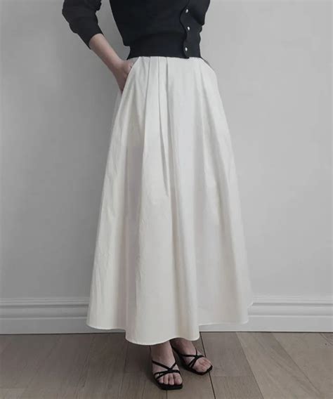 Zigzag지그재그 실시간 인기 스타일 루비 바스락 워싱코튼 핀턱 롱 스커트 아이보리 그린 베이지 온더룩