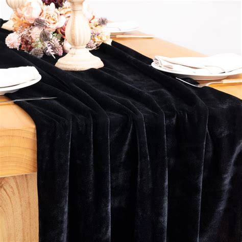 Socomi Black Velvet Table Runner 20 X 120 Inches 10ft Table