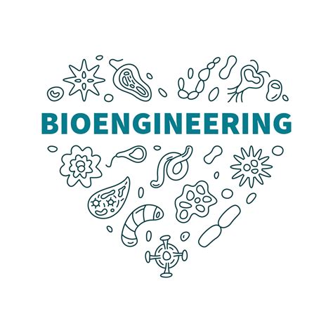 Bioengineering Vector Science Concept Heart Shaped Banner Bio Engineering Illustration